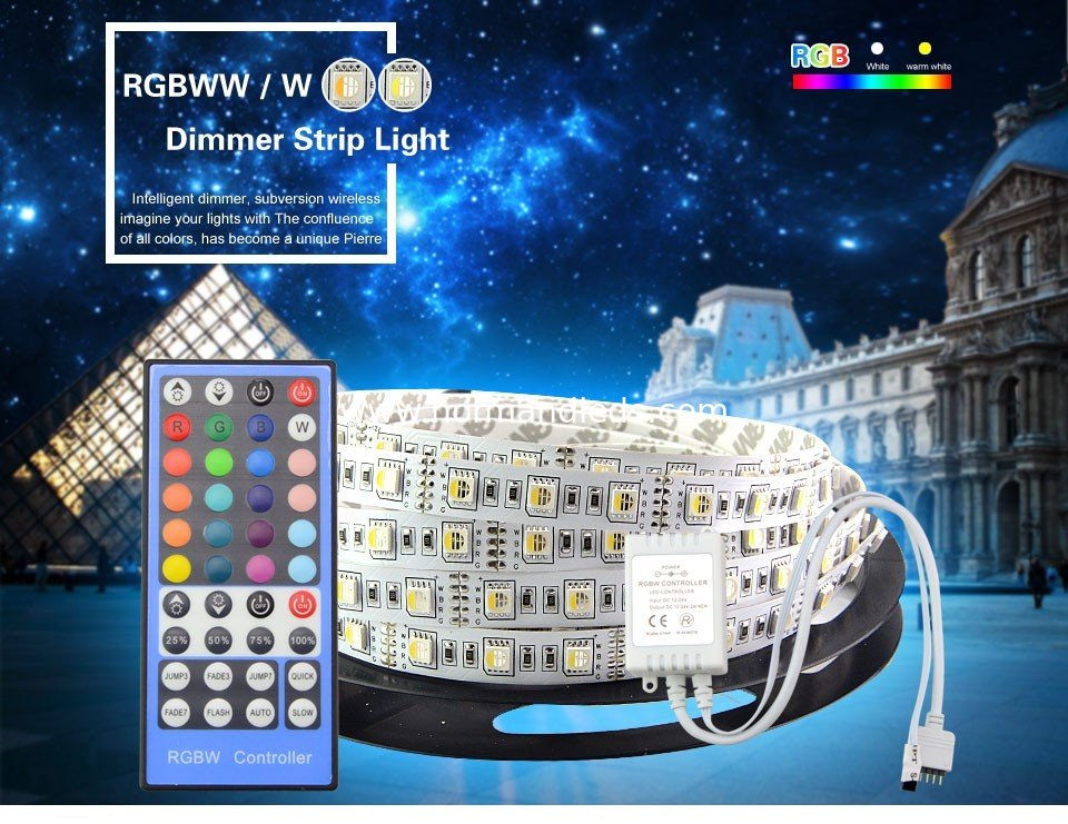 5m 12V/24V 4IN1 4 Colors in 1 LED RGBW RGBWW 5050 SMD RGB+White/Warm White waterproof LED flexible strip