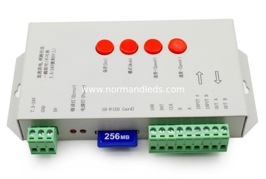 T1000S 2048 Pixels Controller SD Card WS2801 WS2811 WS2812B LPD6803 LED Strip DC5V 24V T-1000S RGB full color Color