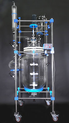 200L G3.3 borosilicate glass chemical reactor, double wall glass reactor, biggest jacketed glass reactor in China