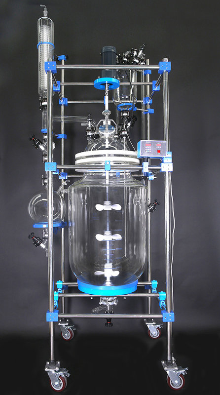 200L G3.3 borosilicate glass chemical reactor, double wall glass reactor, biggest jacketed glass reactor in China