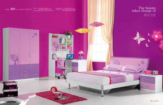 China sell modern girl's wood bed room furniture,#809 supplier
