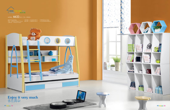 China glossy kids bunk bed with drawers and pulled bed,#6633 supplier