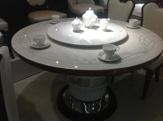 China hotel round marble dining table with Lazy Susan furniture supplier