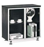 China sell modern black glass door office low coffee cabinet,#JO-2016B supplier