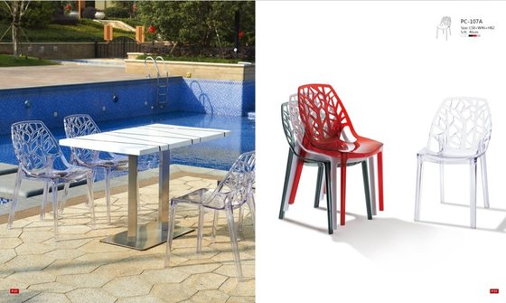 China plastic outdoor forest chair/stackable event chair/LeisureMod Modern Flora Transparent Black Plastic Dining Chair supplier