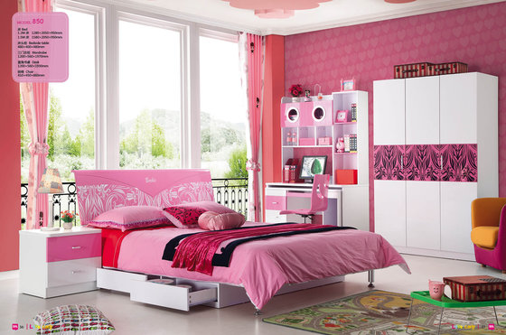 China modern girls painted MDF bedroom/kids bed with drawers,#850 supplier