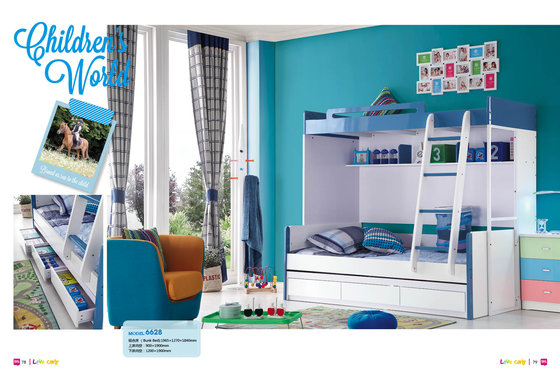 China glossy wooden bunk bed with drawers and pulled bed,#6628 supplier