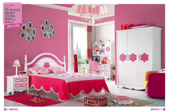 China glossy girl's painted bed room furniture set,#910 supplier