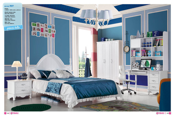 China white painted gloss kids bed room set furniture,#907 supplier