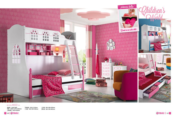 China kids wood bunk bed with pulled bed,#6613 supplier