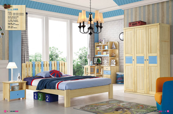 China solid wood pine kids bed room set furniture,#1005 supplier