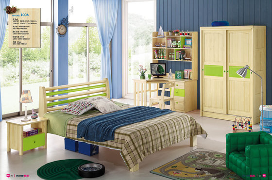 China kids pine solid wood bed room set furniture,#1006 supplier