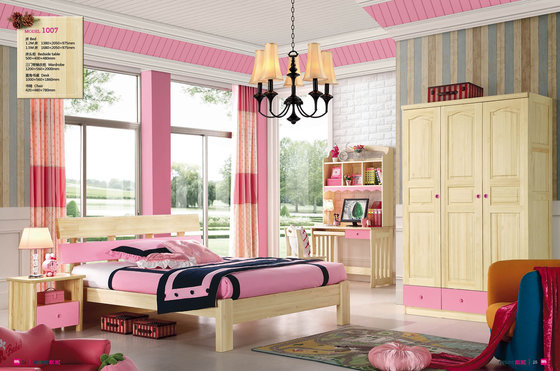China children pine solid wood bed room set furniture,#1007 supplier