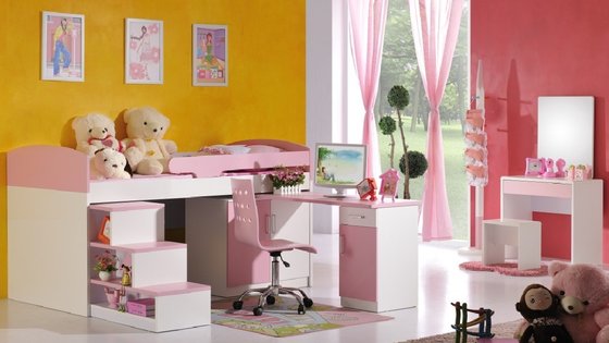 China low loft kids bed with movable desk supplier