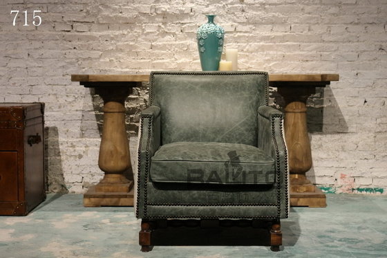 China antique green leather chair sofa furniture,#715 supplier
