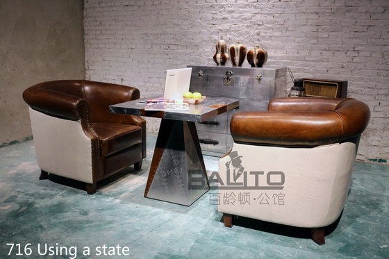 China antique brown leather chair sofa furniture,#716 supplier
