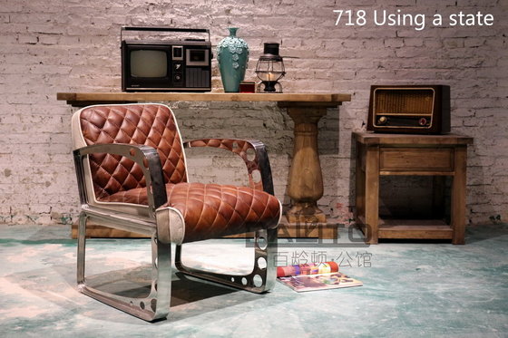 China antique British style leather chair sofa furniture,#718 supplier