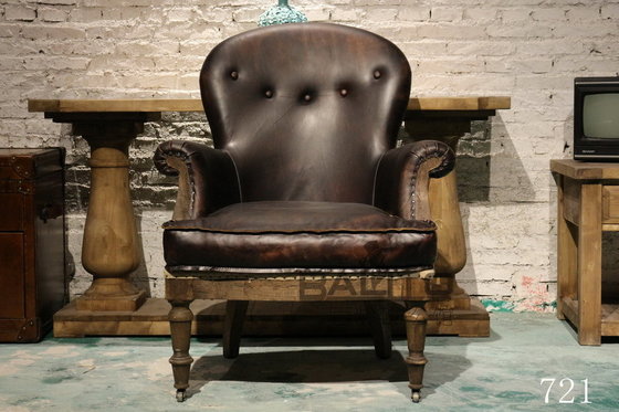 China antique British old style leather chair sofa furniture,#721 supplier