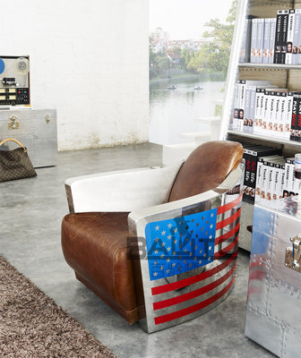 China antique America flag printed leather chair with aluminium frame,#2009 supplier