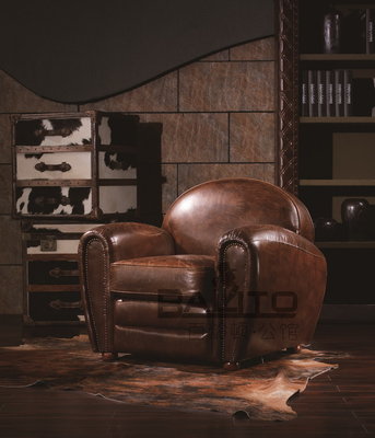 China antique style leather single sofa,#K603 supplier