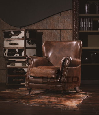 China classical antique leather single sofa,#K605 supplier