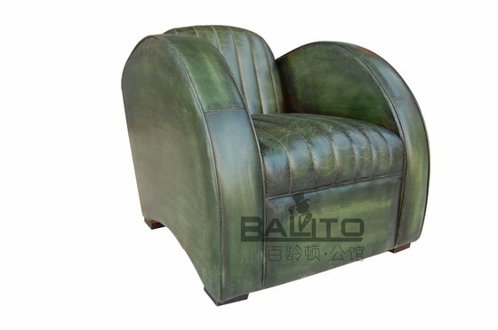 China antique style club green leather low back single sofa furniture,#XD0063 supplier