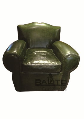 China antique style green leather low back single leisure club sofa furniture,#XD0069 supplier