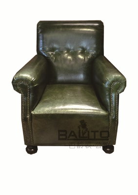 China antique style green leather single home sofa furniture,#XD0071 supplier