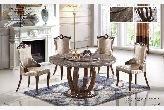 China 6 seater round marble dining table with lazy Susan supplier