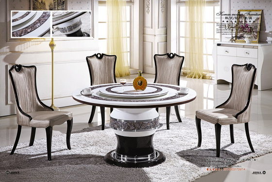 China 9 seater round marble dining table with Lazy Susan supplier