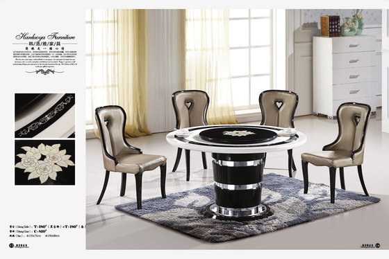 China 8 seater round marble dining table with Lazy Susan supplier