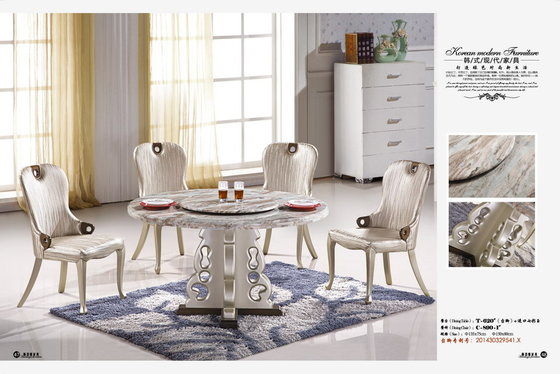 China 10 seater round marble dining table with Lazy Susan furniture supplier