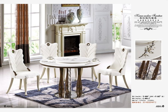 China dining room 7 seater round marble table furniture supplier