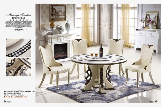 China dining room 7 seats round marble table furniture supplier