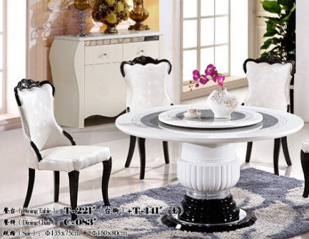 China dining room 8 seater round marble table with Lazy Susan supplier