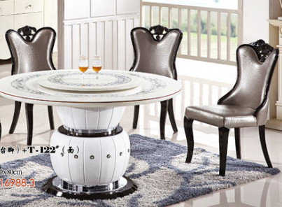 China dining room 8 seat round marble table with Lazy Susan supplier