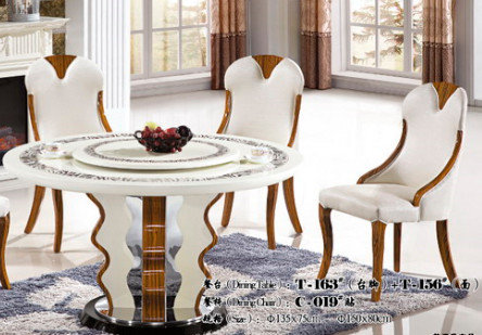 China dining room 8 seats round marble table with Lazy Susan furniture supplier
