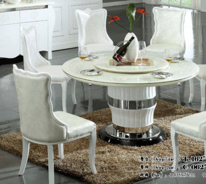 China 8 persons round marble table with Lazy Susan banquet furniture supplier