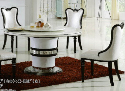 China 8 persons round marble table with Lazy Susan club furniture supplier