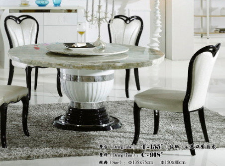 China 8 persons round marble dining table with Lazy Susan supplier