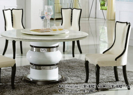 China 8 person round marble dining table with Lazy Susan supplier