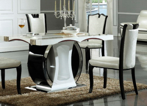 China 6 person rectangular hotel natural marble table dining room furniture supplier