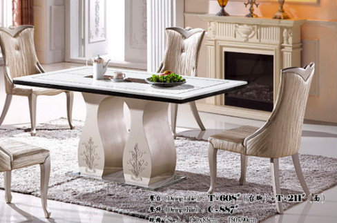 China 6 person rectangular hotel marble table dining room furniture supplier