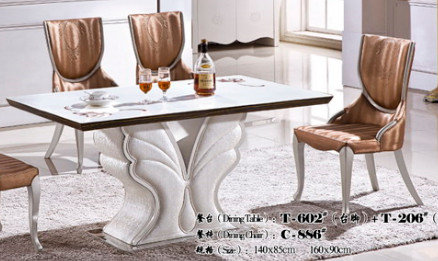 China luxury modern rectangle marble dining table furniture supplier