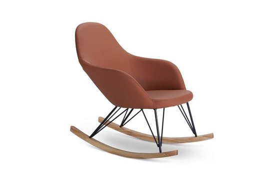 China North Europe style PU leather rocking chair furniture supplier