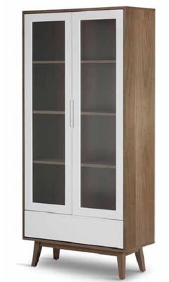 China wholesale North Europe style wooden high cupboard with glass door supplier