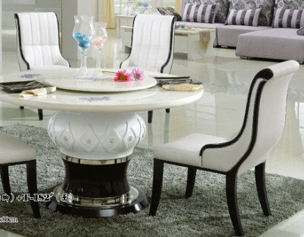 China club 8 persons round marble table with Lazy Susan supplier