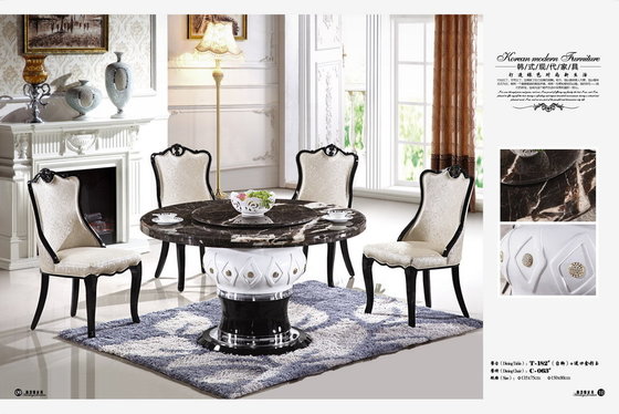 China club 8 persons round dining marble table with Lazy Susan supplier