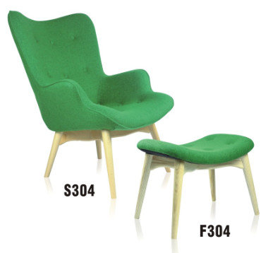 China modern home solid wood upholstered recliner chair with ottoman supplier