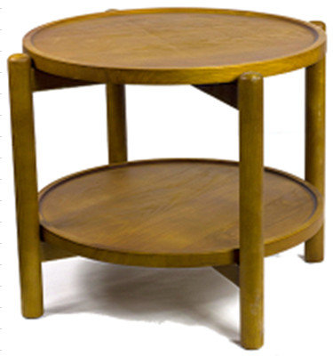 China America style mid century round solid wood 2 layers coffee table furniture supplier